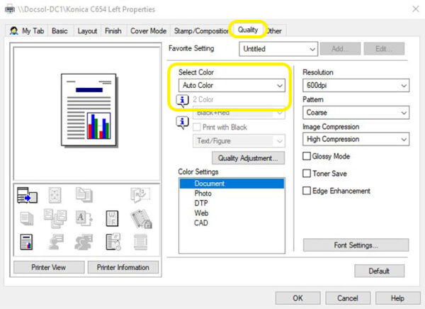 Guide to Printer Properties Settings on Konica Minolta | Gold Coast ...